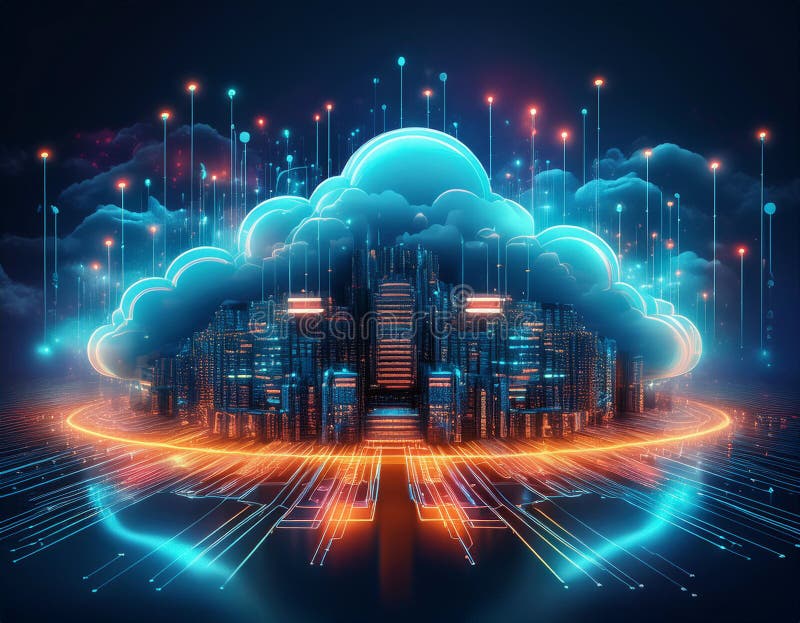 Cloud Computing With Secure Data Transfer Cybersecurity And Advanced Network Technology Stock