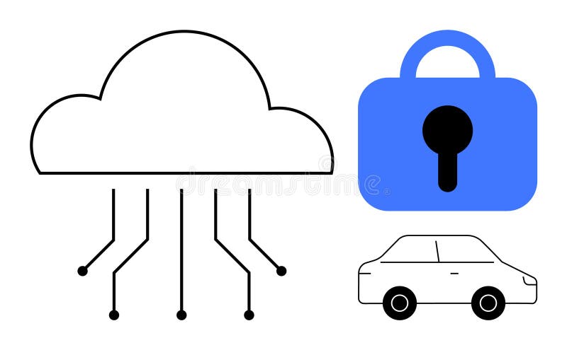 Cloud Computing Security in Automotive Industry with Abstract Icons ...