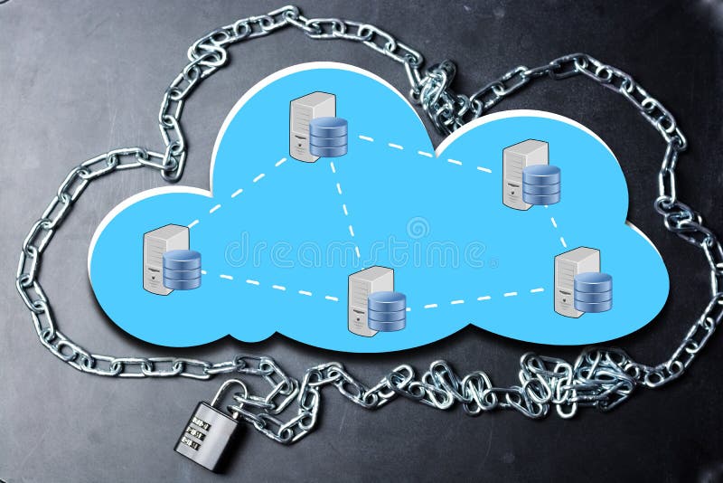 Cloud Computing Security Database Network Concept With Chain And