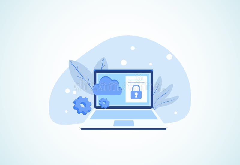 Cloud Computing Security Design Concept. Online Security and Data Protection Stock Vector ...