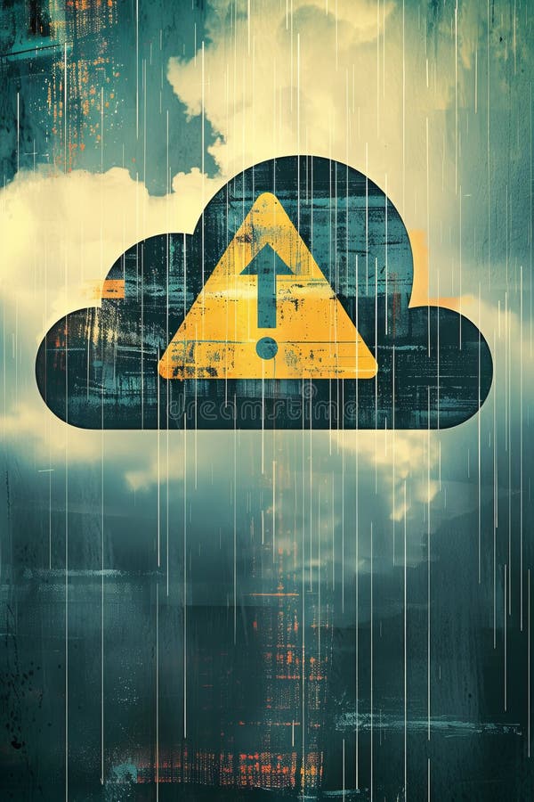 Cloud Computing Security Issue, a Warning Sign Inside a Cloud with Rain ...