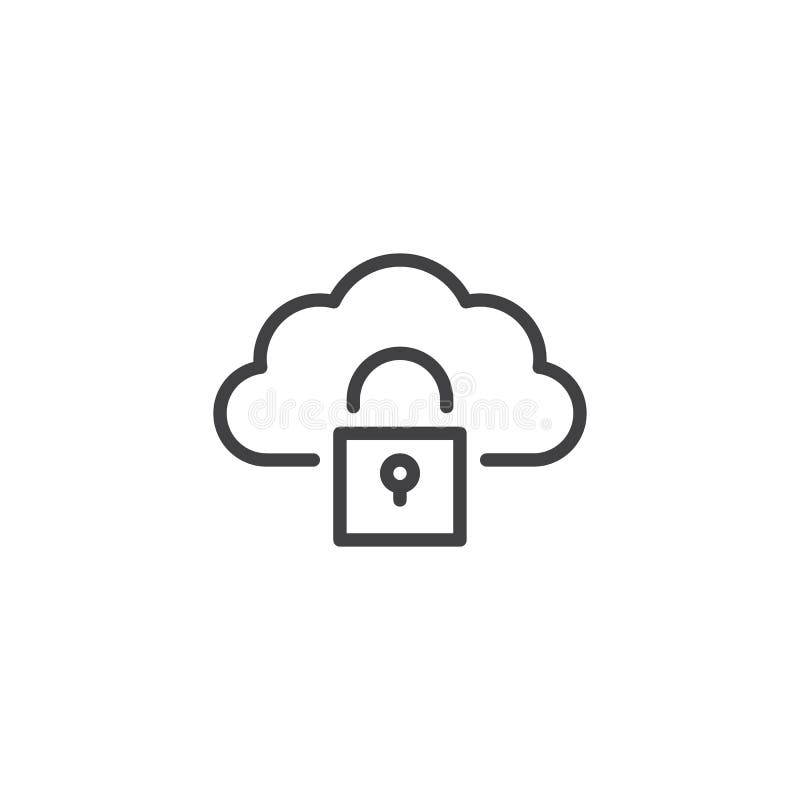 Cloud Computing Security Line Icon Stock Vector - Illustration of cloud ...