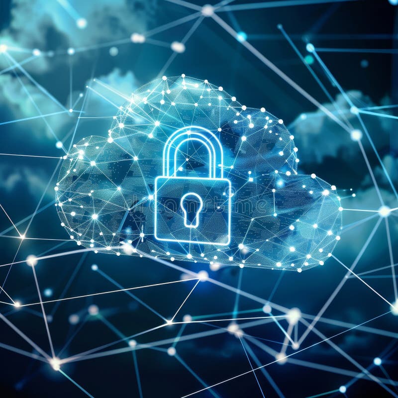 Cloud Computing Security with Padlock Icon, Big Data Network Protection and Cybersecurity ...