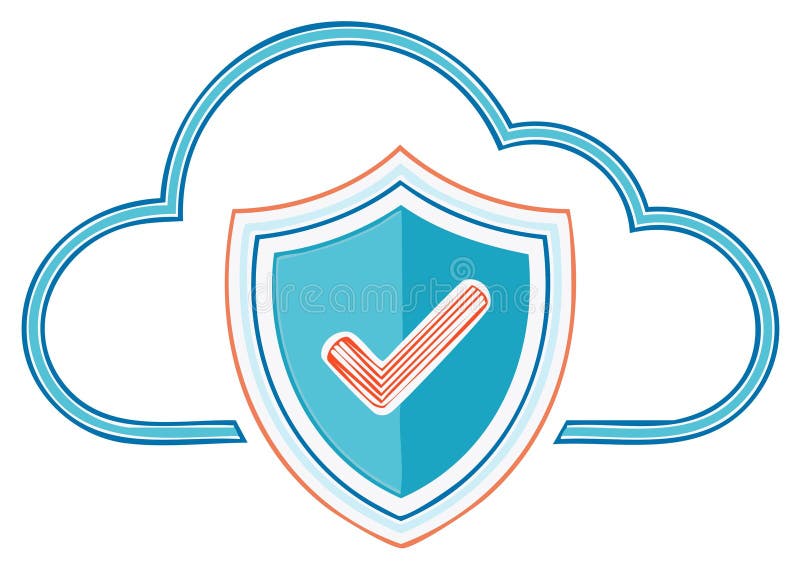 Cloud Computing Security Shield with Checkmark Icon Illustrating Data ...