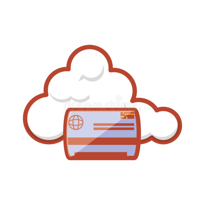 Cloud Computing Server with Credit Card Stock Illustration ...