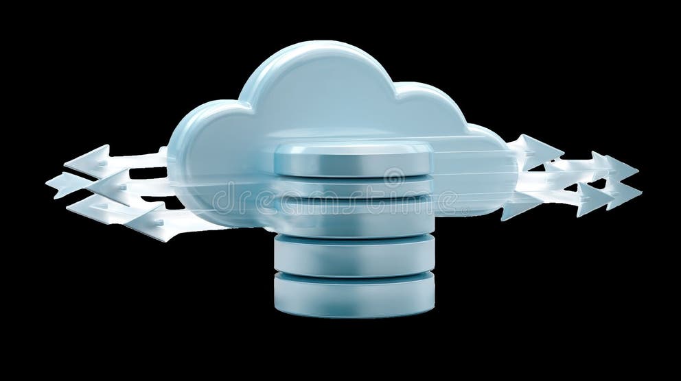 Cloud Computing Server Database Transferring Data with Arrows on ...
