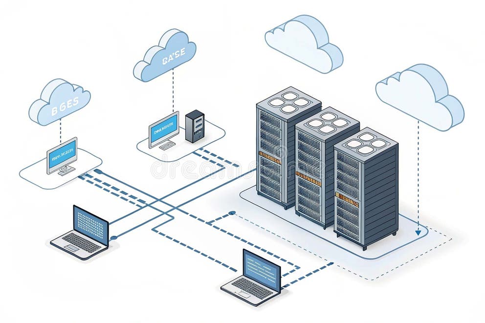 Cloud Computing Server â€ Digital Network and Data Storage Concept on White Background Stock ...