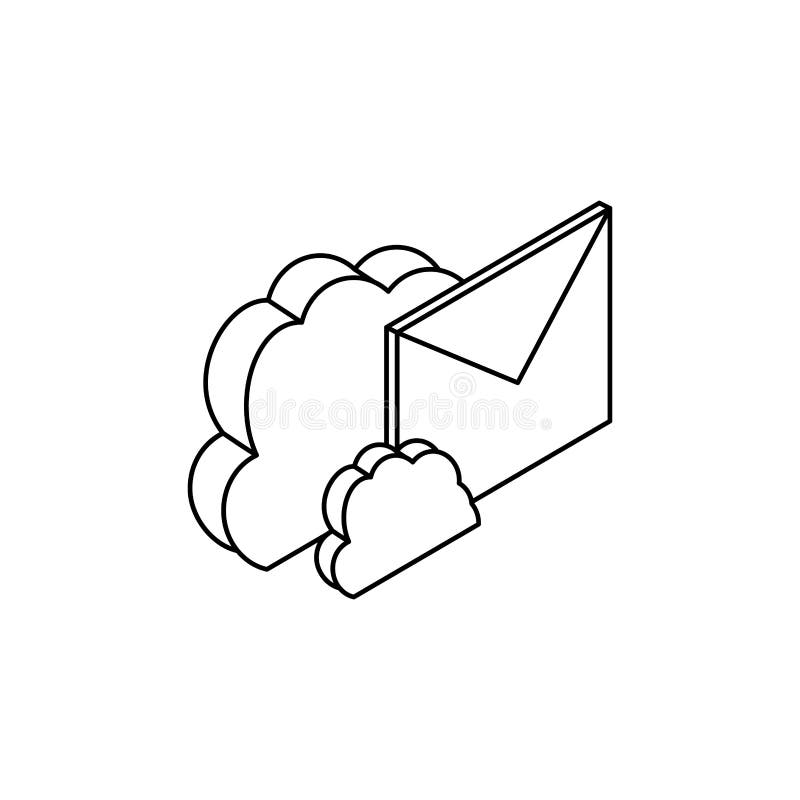 Cloud Computing Server with Envelope Stock Illustration - Illustration ...