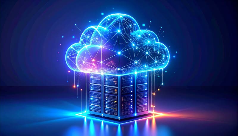 Cloud Computing Server Infrastructure Data Center Digital Art Futuristic Close-up Technology ...