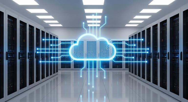 Cloud Computing Server Room Data Center Technology Infrastructure Network Digital Storage System ...