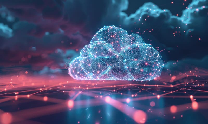 Cloud Computing Servers Against a Backdrop of a Digital Cityscape Stock ...