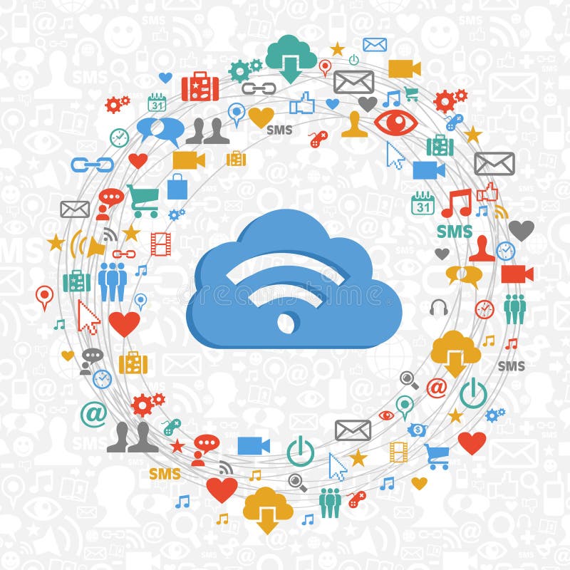 Cloud Computing Service Circle Stock Vector - Illustration of community ...