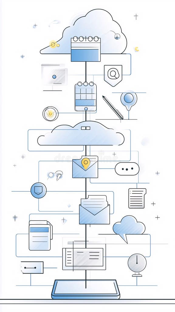 Cloud Computing Service Connecting Software and Hardware Systems. Stock ...