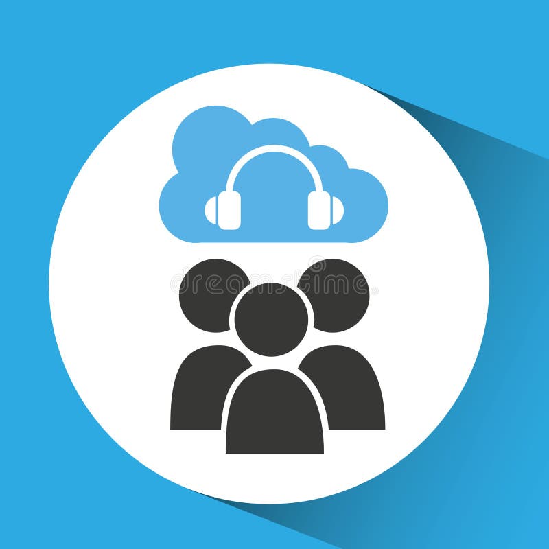 Cloud Computing Service Headphones Audio Stock Vector - Illustration of ...