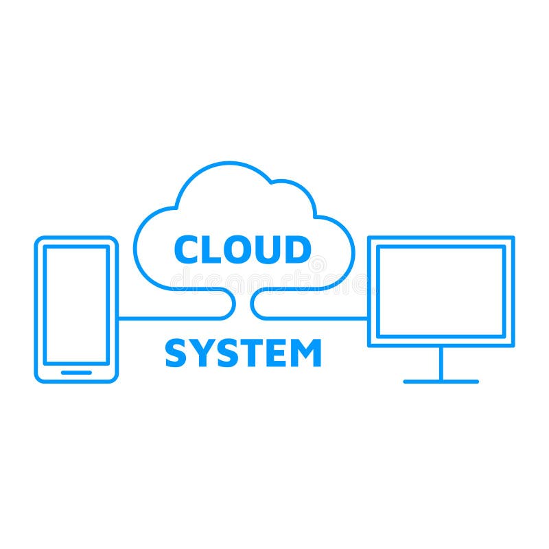 Cloud Computing Service Icon. Linear Art Illustration Stock Vector ...
