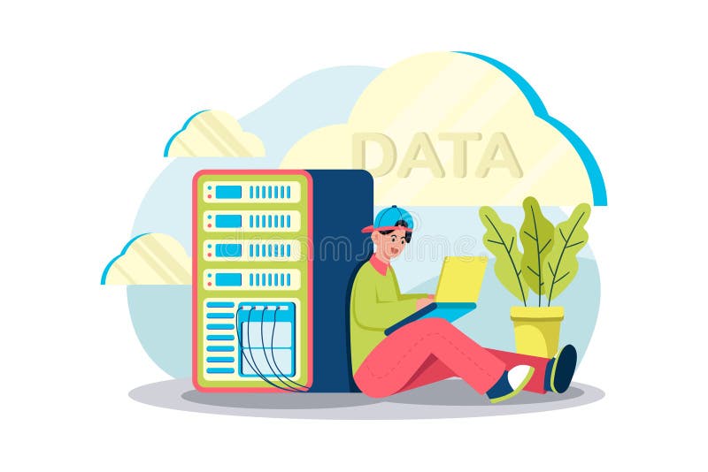 Cloud Computing Service Illustration Concept on White Background Stock ...