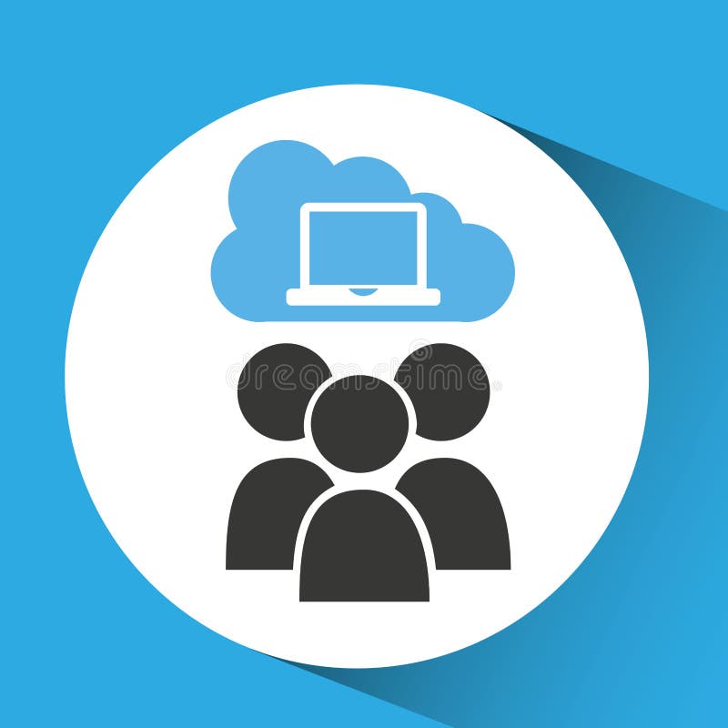 Cloud Computing Service Laptop Group Stock Vector - Illustration of ...