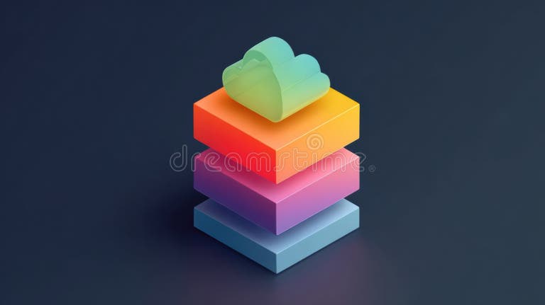 Cloud Computing Service Layers in a Modern Stacked Block Design with Technology Colors Stock ...
