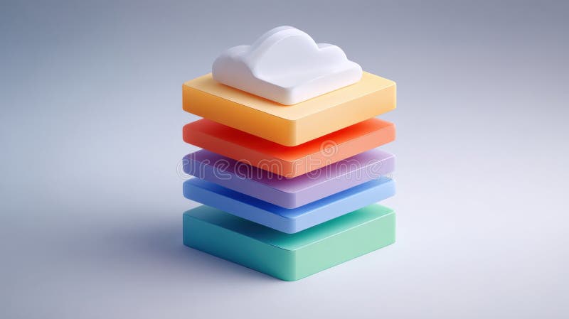 Cloud Computing Service Layers Represented As Stacked Blocks in Modern ...