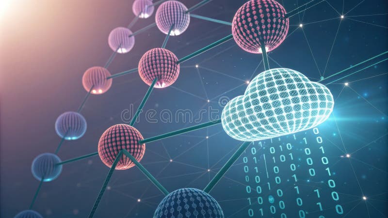 Cloud Computing Sharing Data through Network of Connected Spheres Stock ...