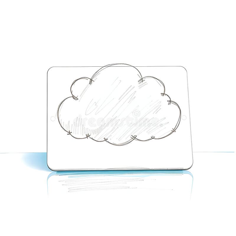Cloud Computing Sketch on Laptop Screen - Digital Transformation & Data Storage Concept Stock ...