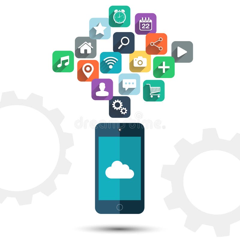 Mobile Cloud Service stock vector. Illustration of blue - 31792913