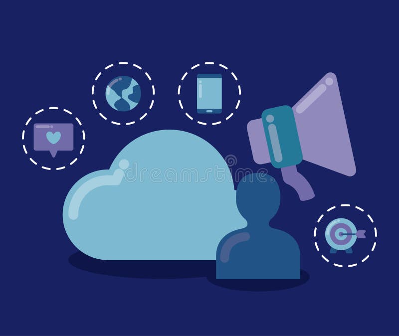 Cloud Computing with Social Media Icons Stock Illustration ...