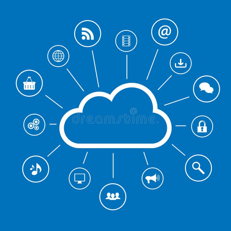 Cloud Computing and Social Media Icons Stock Vector - Illustration of communication, internet ...