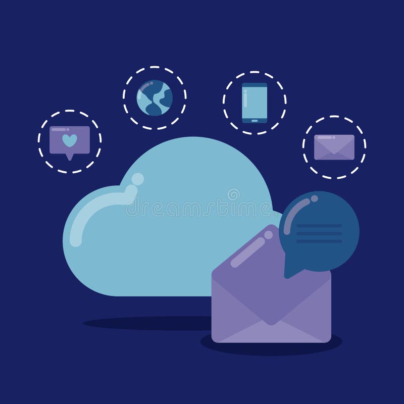 Cloud Computing with Social Media Icons Stock Illustration ...
