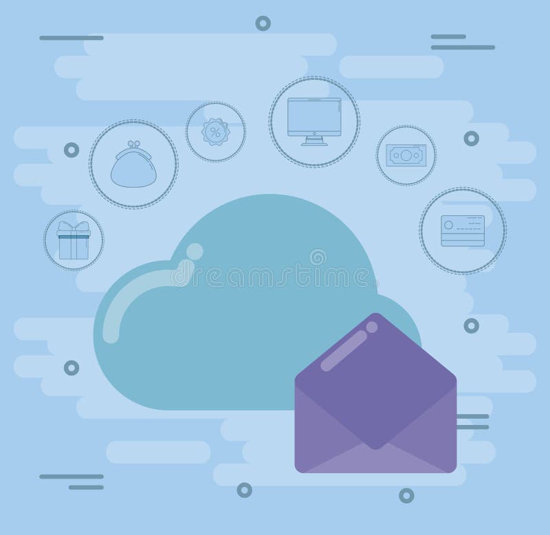 Cloud Computing with Social Media Icons Stock Illustration ...