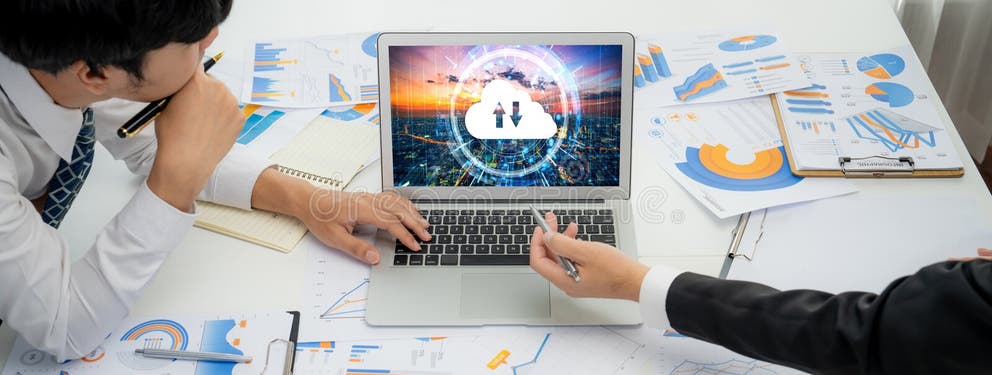 Cloud Computing Software for Brisk Remote Work Stock Illustration ...