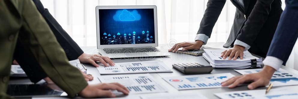 Cloud Computing Software for Brisk Remote Work Stock Illustration ...