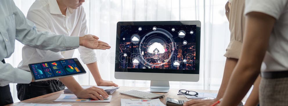 Cloud Computing Software for Brisk Remote Work Stock Illustration ...