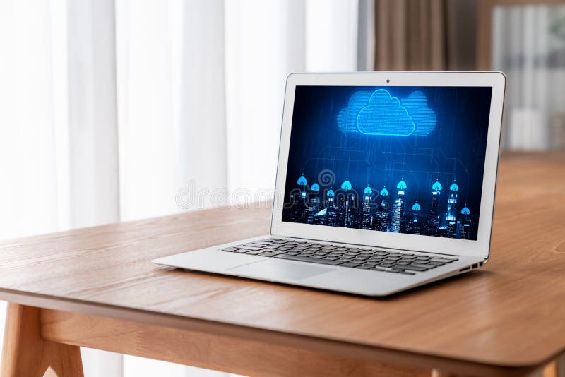 Cloud Computing Software for Modish Remote Work Stock Illustration ...