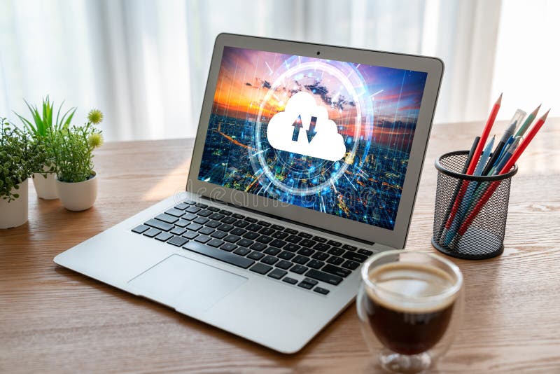 Cloud Computing Software for Modish Remote Work Stock Photo - Image of ...