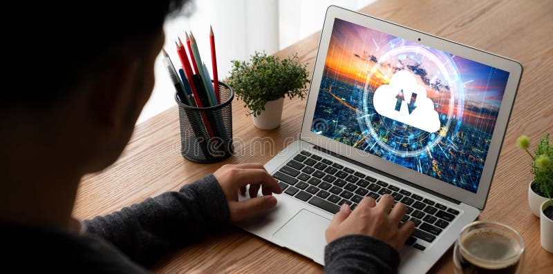 Cloud Computing Software for Modish Remote Work Stock Photo - Image of ...