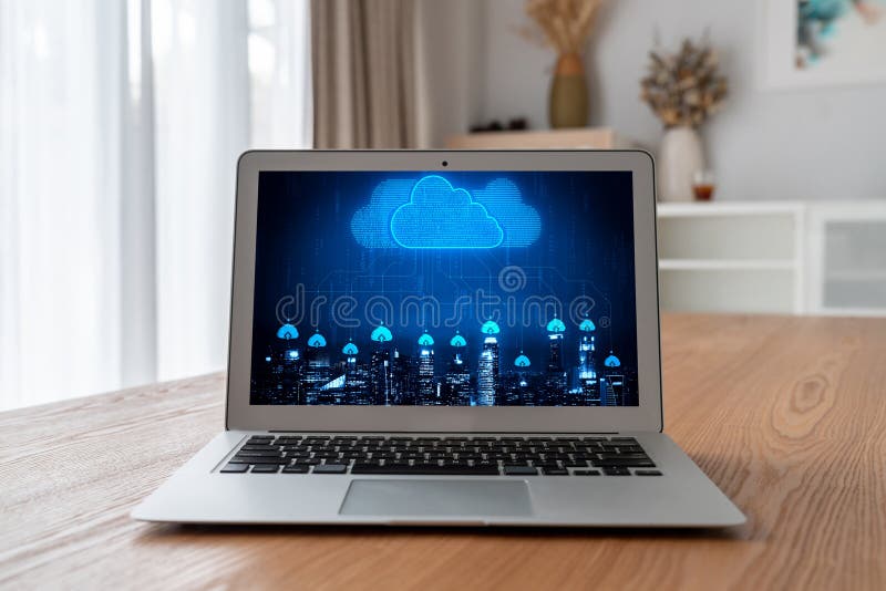 Cloud Computing Software for Modish Remote Work Stock Image - Image of ...