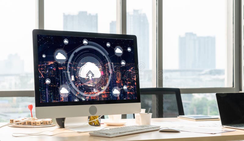 Cloud Computing Software for Modish Remote Work Stock Photo - Image of ...