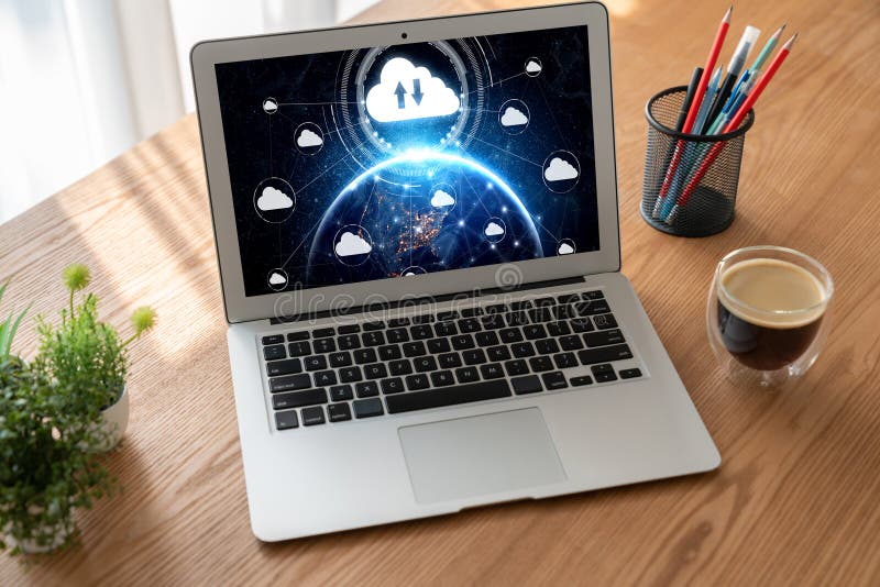 Cloud Computing Software for Modish Remote Work Stock Image - Image of ...