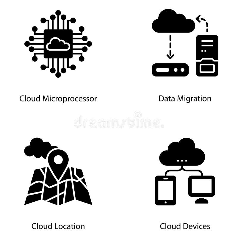 Cloud Computing Solid Design Stock Vector - Illustration of transmission, navigation: 153029449
