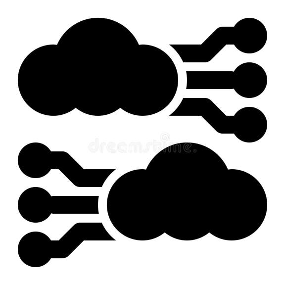 Multi Cloud, Hybrid Cloud, Cloud Computing Glyph Solid Icon Stock Image - Illustration of solid ...