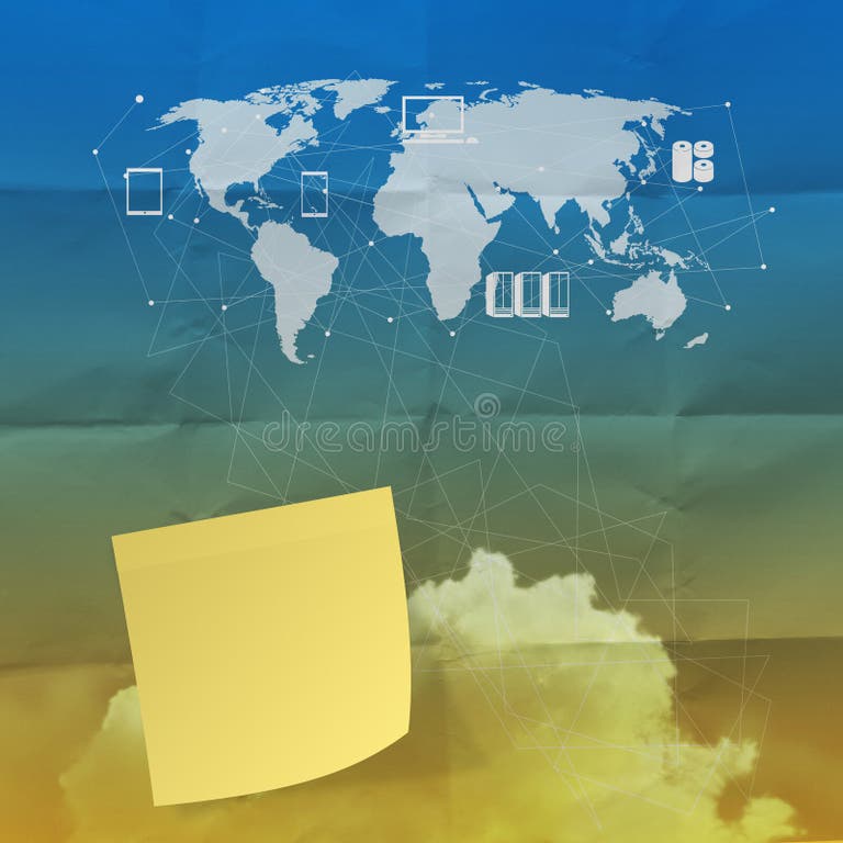 Cloud Computing on Sticky Note with Crumpled Paper Stock Image - Image ...