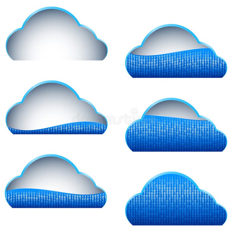 Cloud Computing Storage Blue Icon Binary Filled Part Portion Stock ...