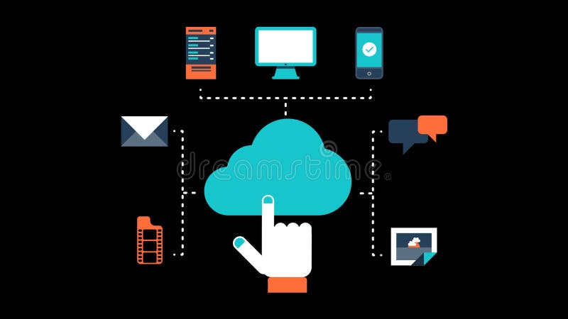 Cloud Computing Storage Data Animation Transparent Vector Motion Graphics Loop Stock Video ...