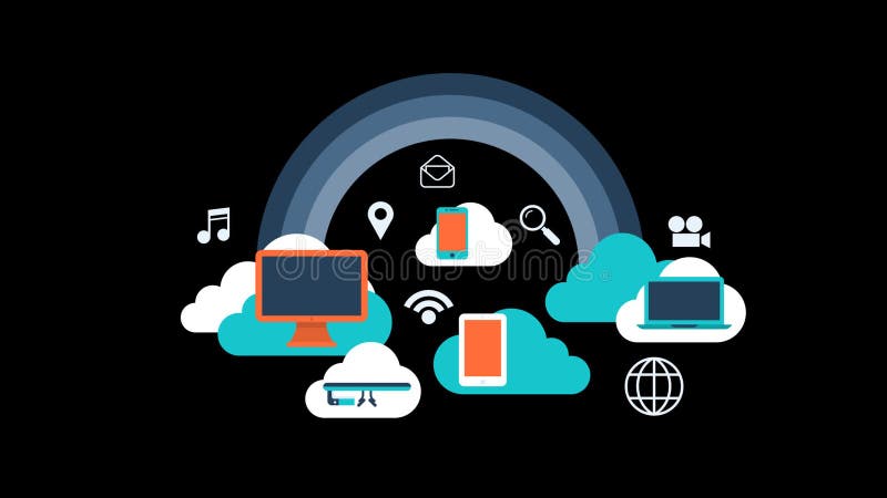 Cloud Computing Storage Data Animation Transparent Vector Motion Graphics Loop Stock Video ...