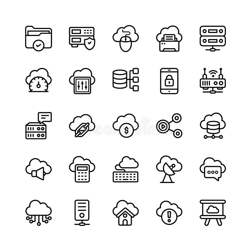 Cloud Computing, Cloud Storage and Databases Line Vectors Stock Vector ... Cloud Computing, Cloud Storage and Databases Line Vectors Stock Vector ...