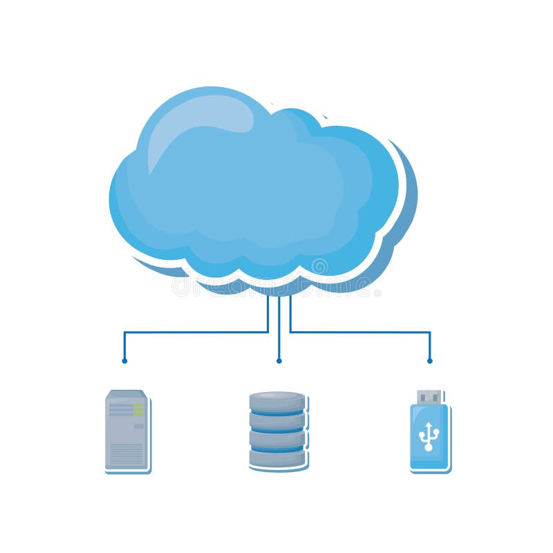 Cloud Computing with Storage Devices Stock Illustration - Illustration ...