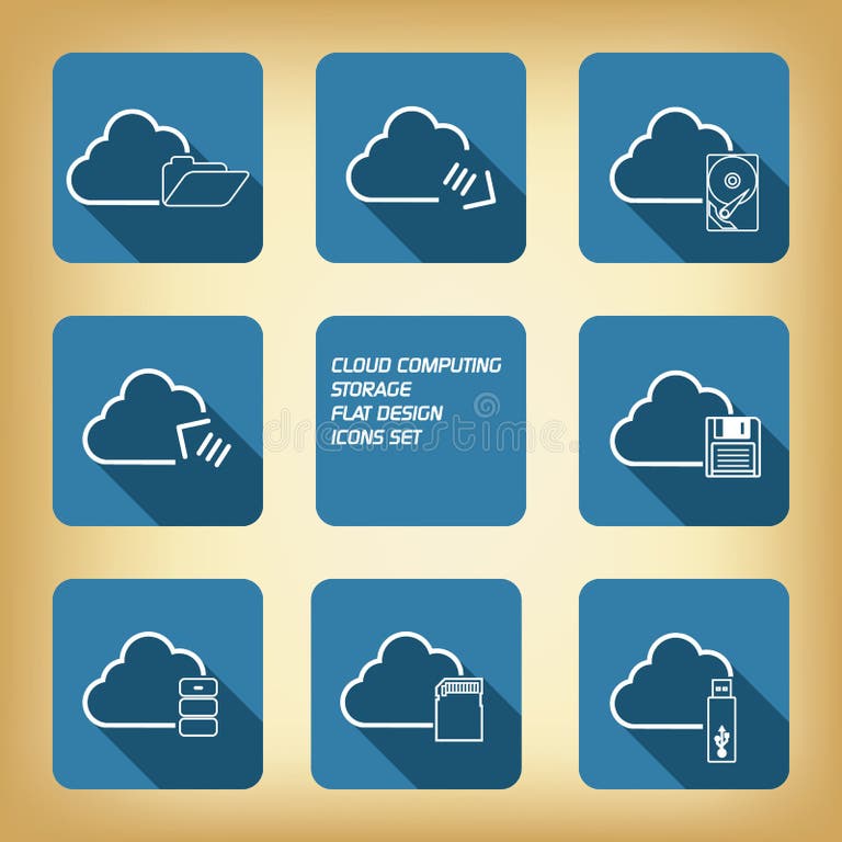 Cloud Computing Storage Icons Set Stock Vector - Illustration of ...