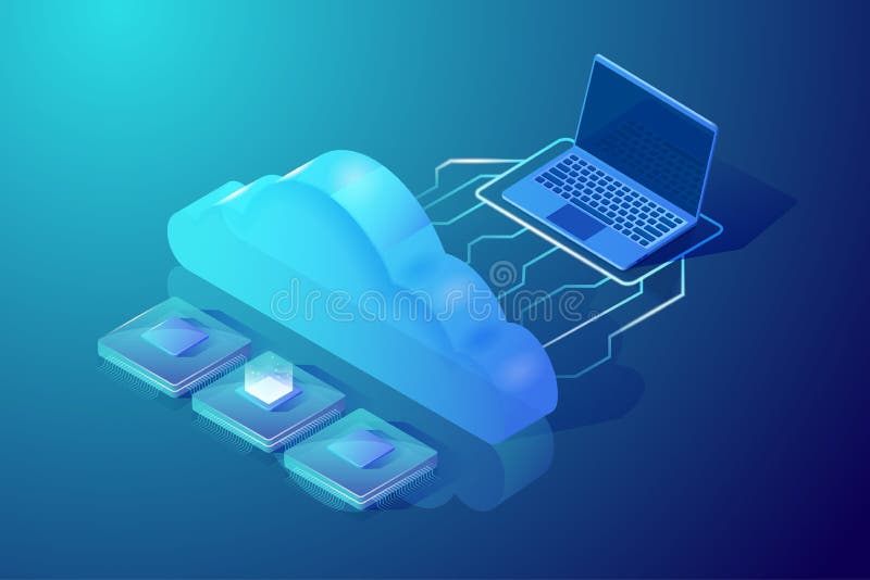 Cloud Computing and Storage. Isometric Vector Illustration. Abstract Design Concept. Stock ...