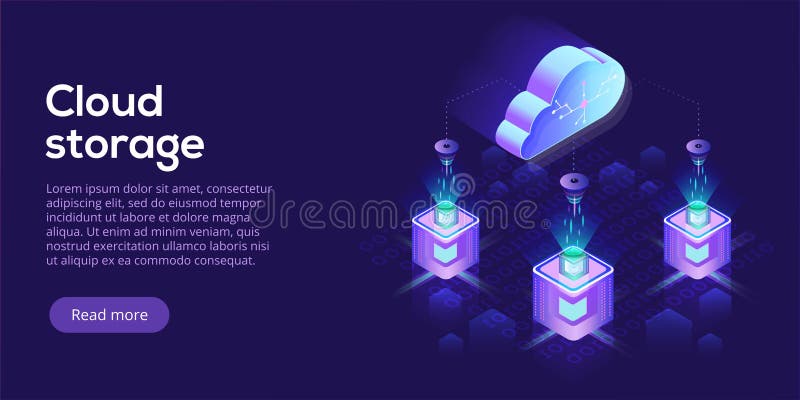 Cloud Computing or Storage Isometric Vector Illustration. 3d Hos Stock ...